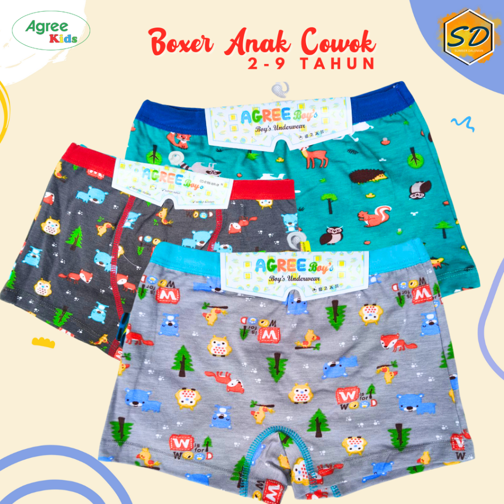 Jual 4 Pcs Boxer Anak Cowok Agree - Cd Boxer Agree Warna Anak Cowo - Cd ...