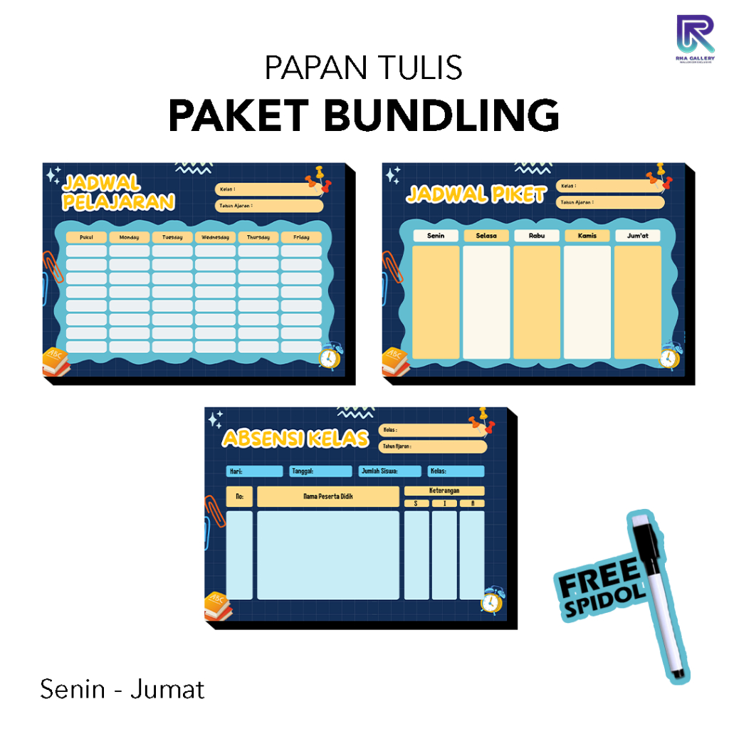 Jual RHA GALLERY Papan Tulis Bundling Jadwal Piket Absensi Edukasi ...