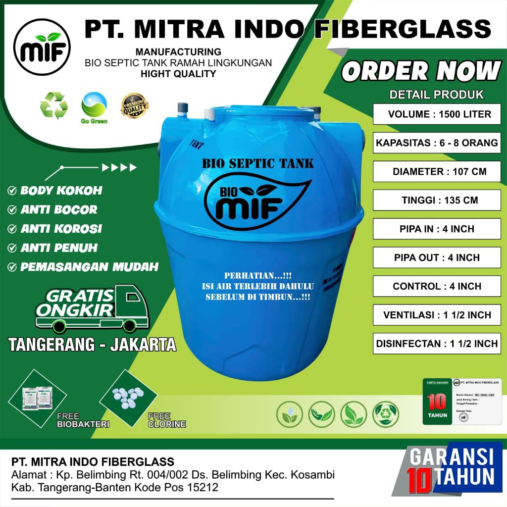 Jual Septic Tank 1500 Liter.Biotech,Biotaff,Biofil,Biotank,BioMIF ...
