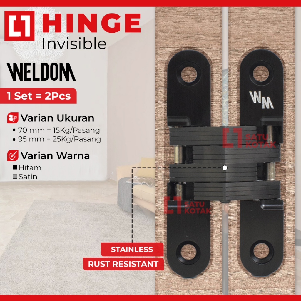 Jual WELDOM Engsel Tanam Tersembunyi Invisible Hinge Stainless Pintu ...