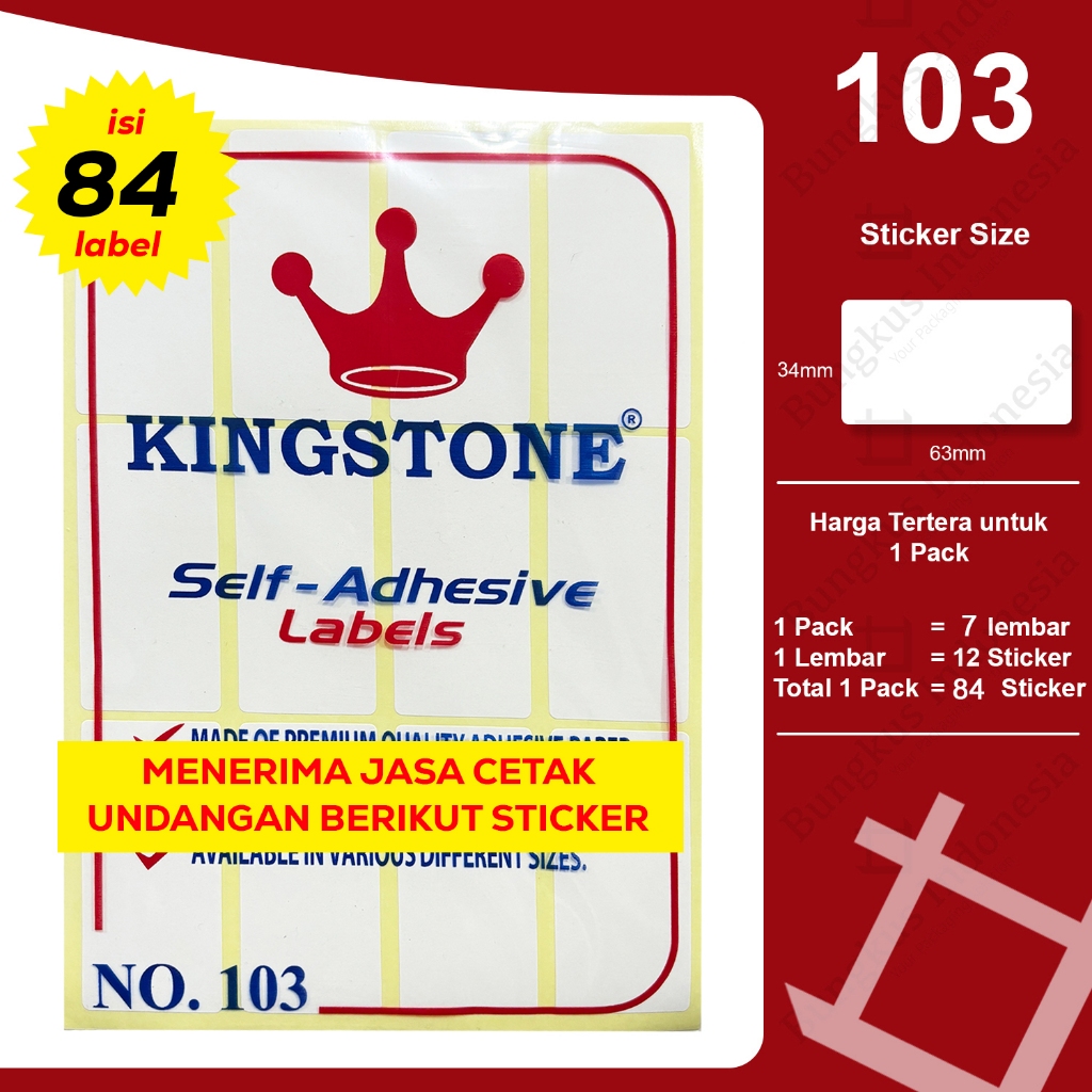 Jual Stiker Label 103 POLOS KINGSTONE / Sticker Label Undangan POLOS ...