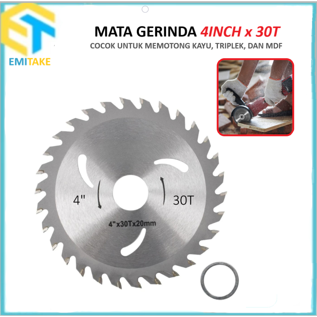 Jual Mata Pisau Potong Kayu 4inch 30T Mata Gerinda Circular Saw Blade Pemotong Kayu Triplek MDF ...