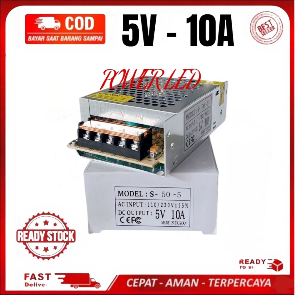 Jual Switching Power Supply PSU 5V 10A High Quality, 5 Volt 10 Ampere Jaring Adaptor | Shopee ...