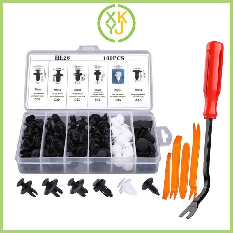 Jual XYKJ 100PCS Klip Bumper Baut Body Plastik Mobil Push Retainer Pin ...