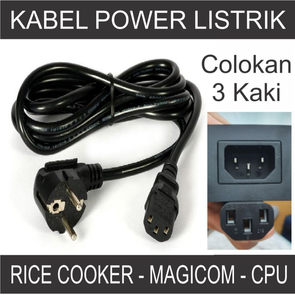 Jual Kabel Power Listrik 3 Pin Untuk Komputer PSU Power Supply CPU Rice Cooker Magicom Adaptor ...