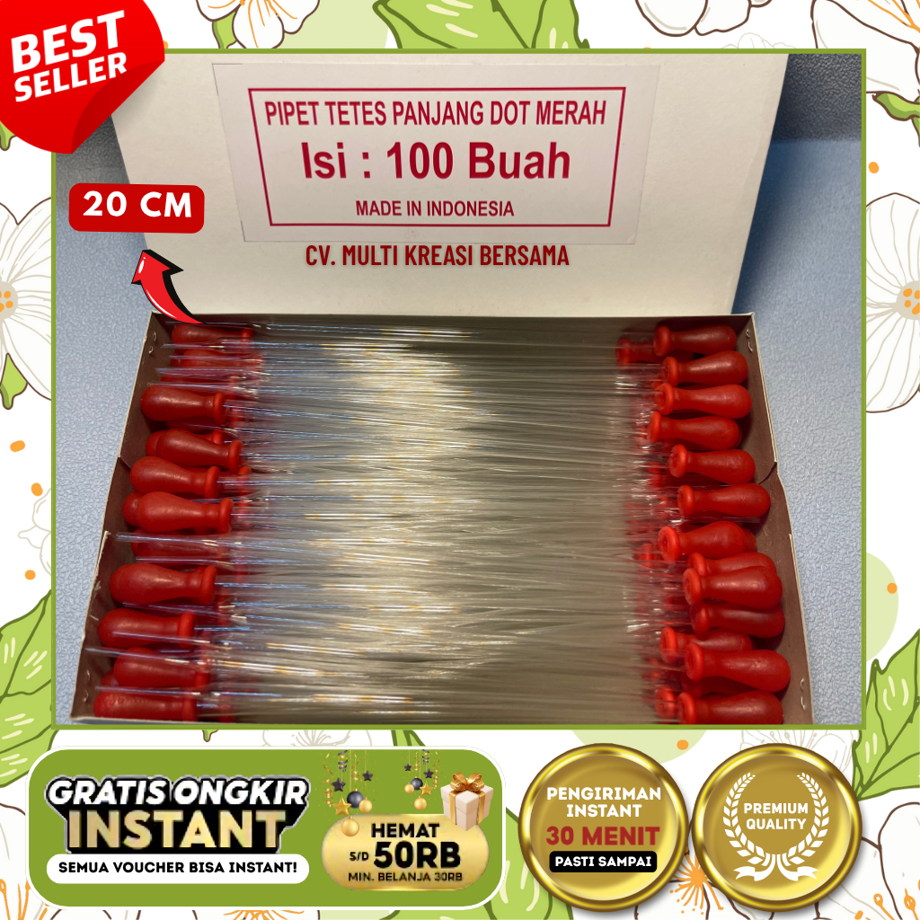Jual PIPET TETES MERAH 20 CM PER KOTAK/ PIPET DROPPER/ ALAT TETES ...