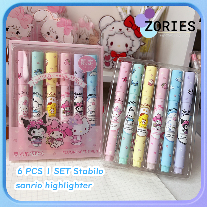 Jual 【𝒁𝑶𝑹𝑰𝑬𝑺】6 PCS 1 set Stabilo sanrio highlighter/ Stabilo pastel ...