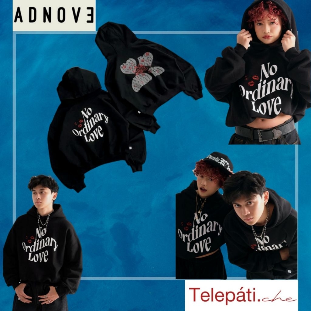 Jual TELEPATI CHE BOXY HOODIE NO ORDINARY LOVE BLACK / TAC / KISS ME ...