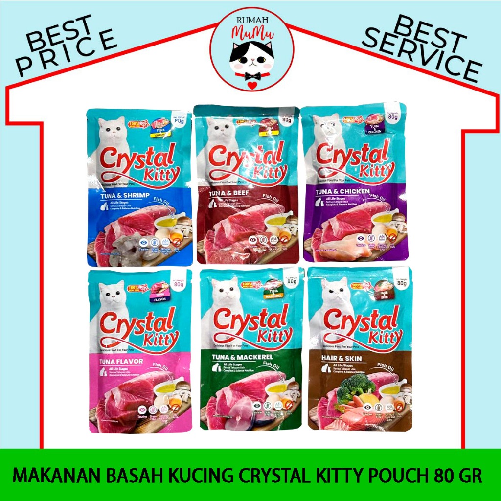 Jual MAKANAN BASAH KUCING CRYSTAL KITTY POUCH 80 GR | Shopee Indonesia