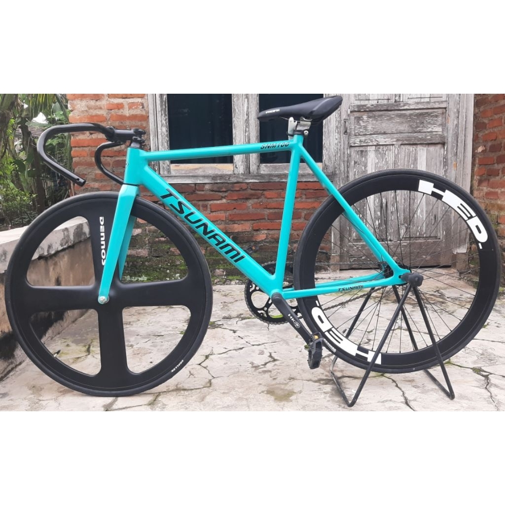 Jual Fixie Tsunami Hijau Tosca Dengan Velg Depan Dennos Murah Meriah ...