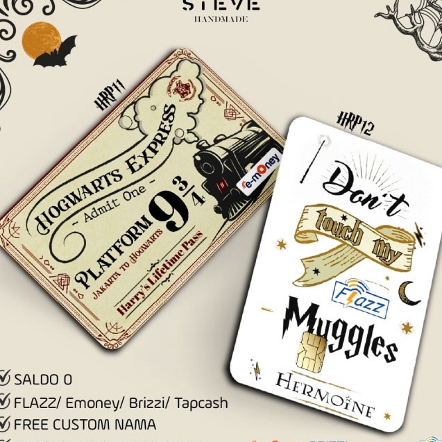 Jual Flazz Gen 2 Emoney Brizzi Tapcash Harry Potter V2 Custom Nama UV ...