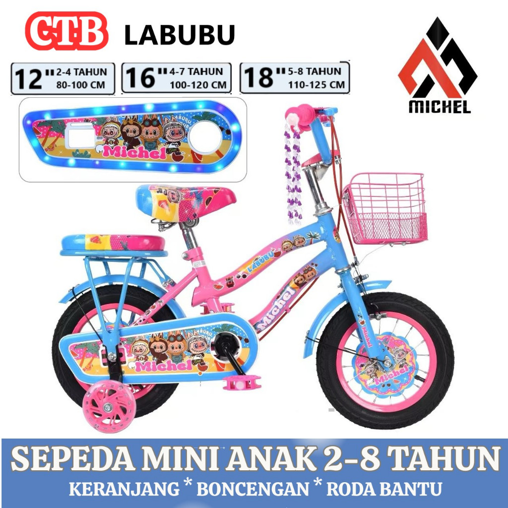 Jual Sepeda Anak Michel Labubu Lolipop CTB 2-8 Tahun 12 16 18 Inci Kids ...