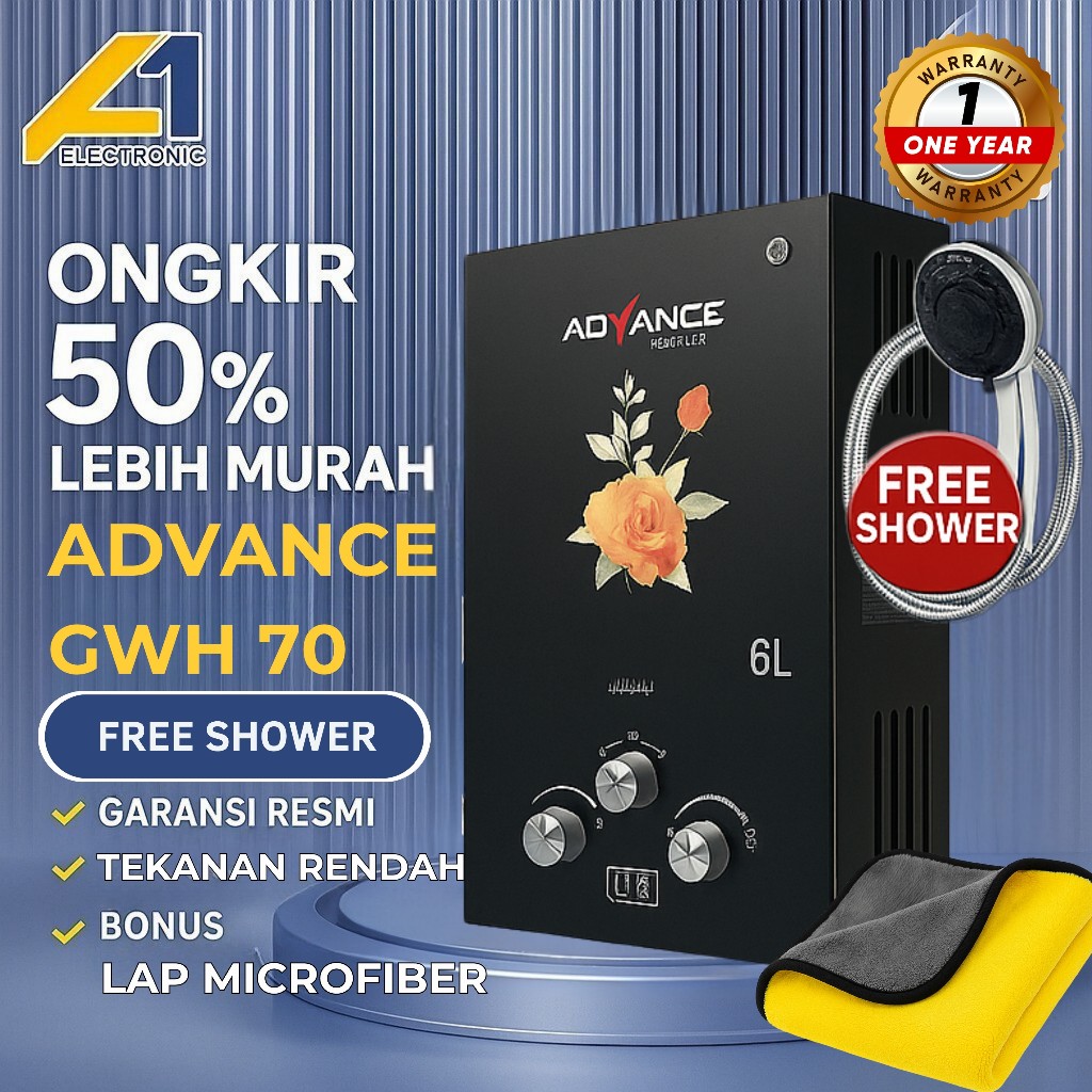Jual [Free Microfiber] ADVANCE Water Heater Gas GWH 70 / GWH70 , Pemanas Air Instant | Shopee ...