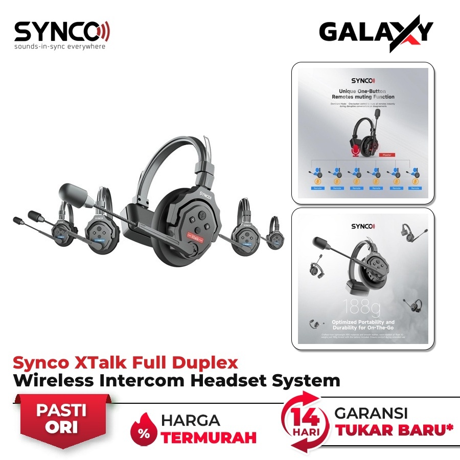 Jual Synco XTalk X1 X2 X5 Wireless Intercom Full Duplex Headset System X-Talk Garansi Resmi ...