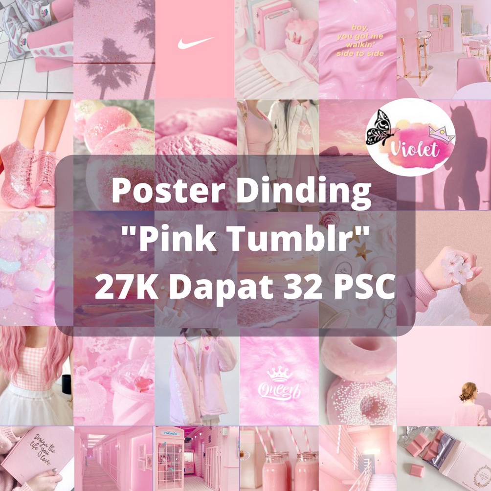 Jual Lariza 36 Psc POSTER DINDING WALLPAPER AESTHETIC PINK | Shopee ...