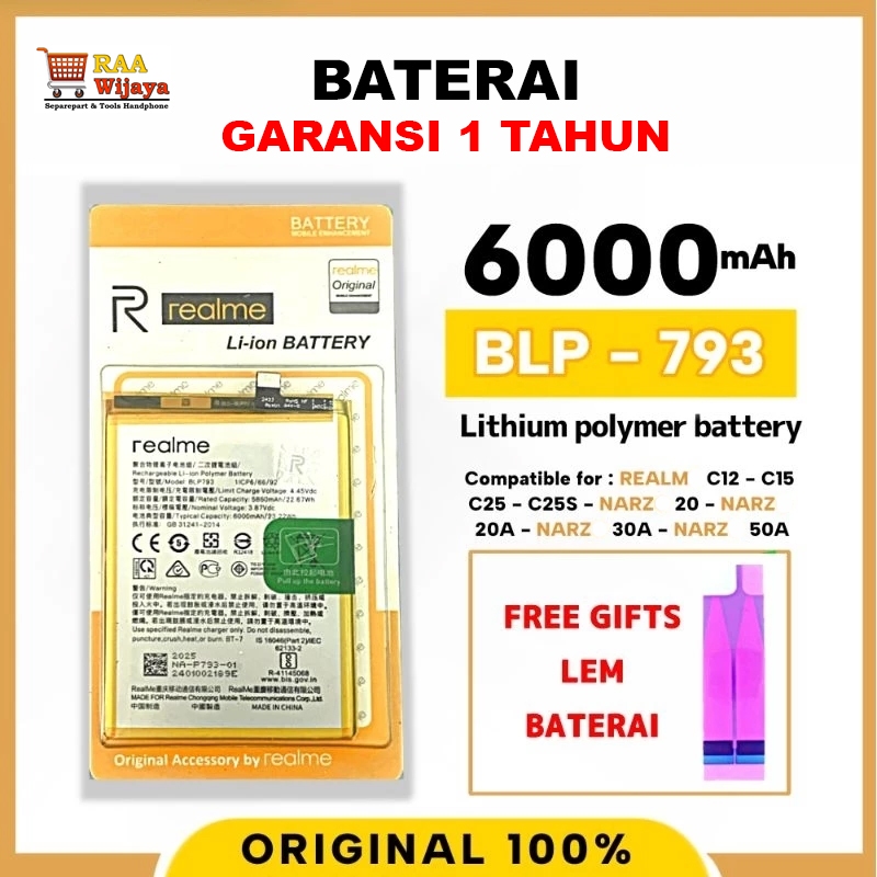 Jual BATERAI BLP-793 REALM3 C12 / C15 / C25 / C25S / NARZ0 20 / NARZ0 ...