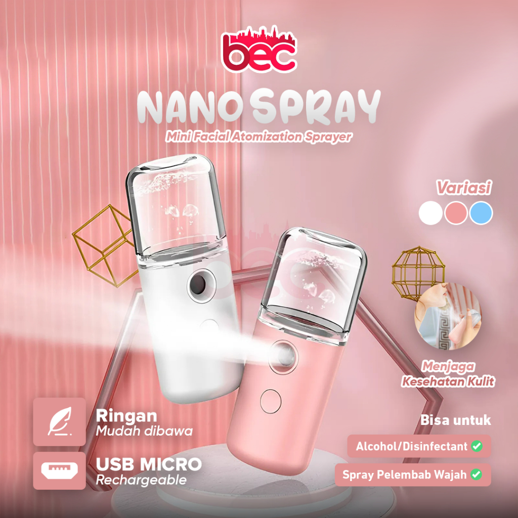 Jual [BEC] Nano Spray Premium Portable / Mist Sprayer Perawatan Wajah Pelembab Wajah Mini USB ...