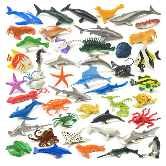 Jual FDA 46Pcs Lifelike Ocean Marine Animals Figurine Model Whales ...