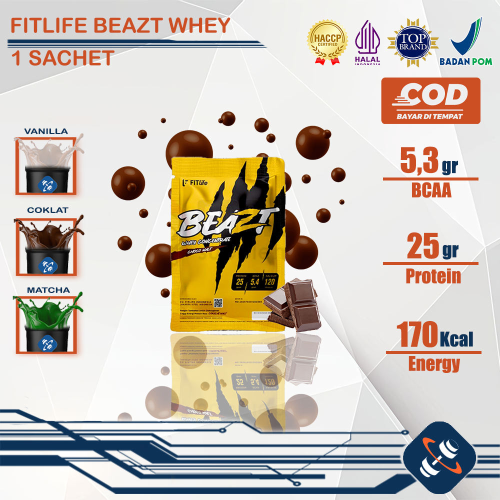 Jual Fitlife Beazt 1 Sachet Beast Whey Protein Tester Whey | Shopee ...