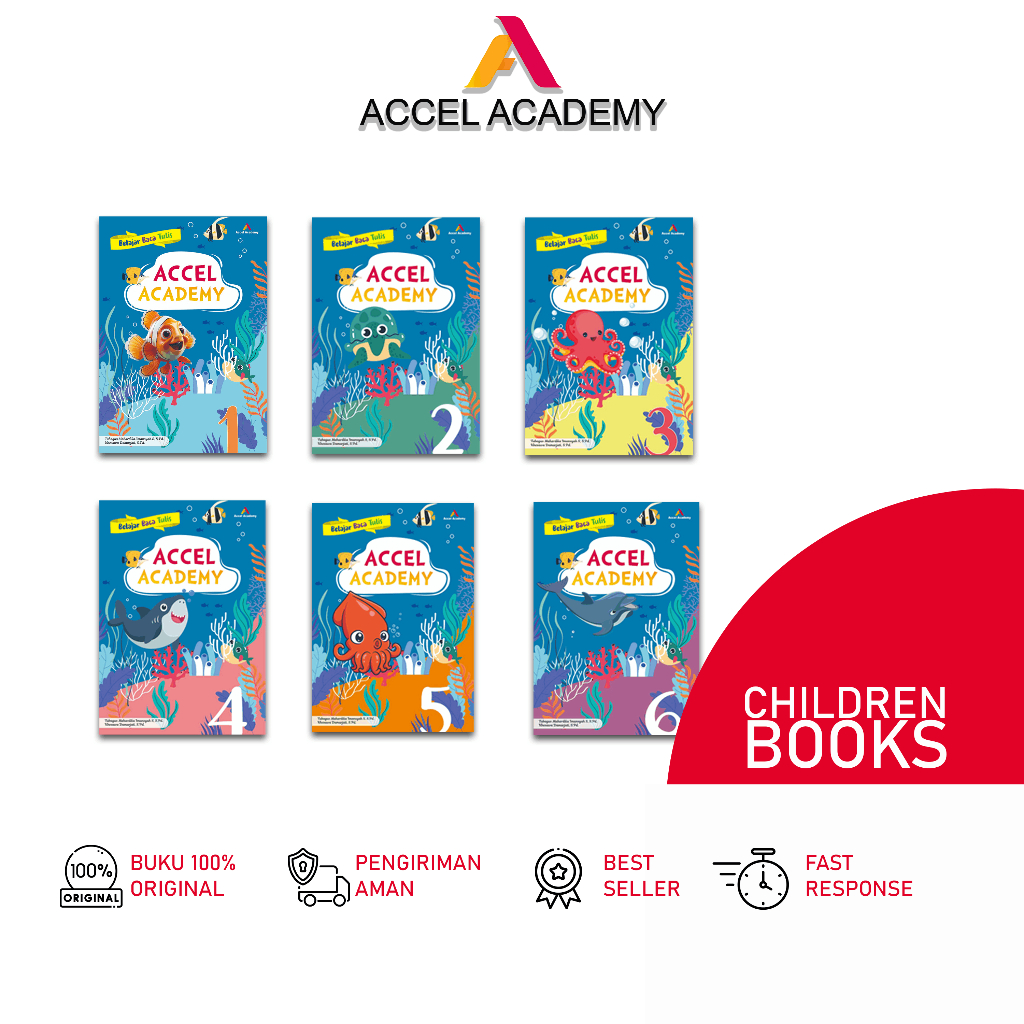 Jual Buku Belajar Membaca Menulis untuk Anak PAUD TK SD Jilid 1-6 Accel Academy Bergambar ...