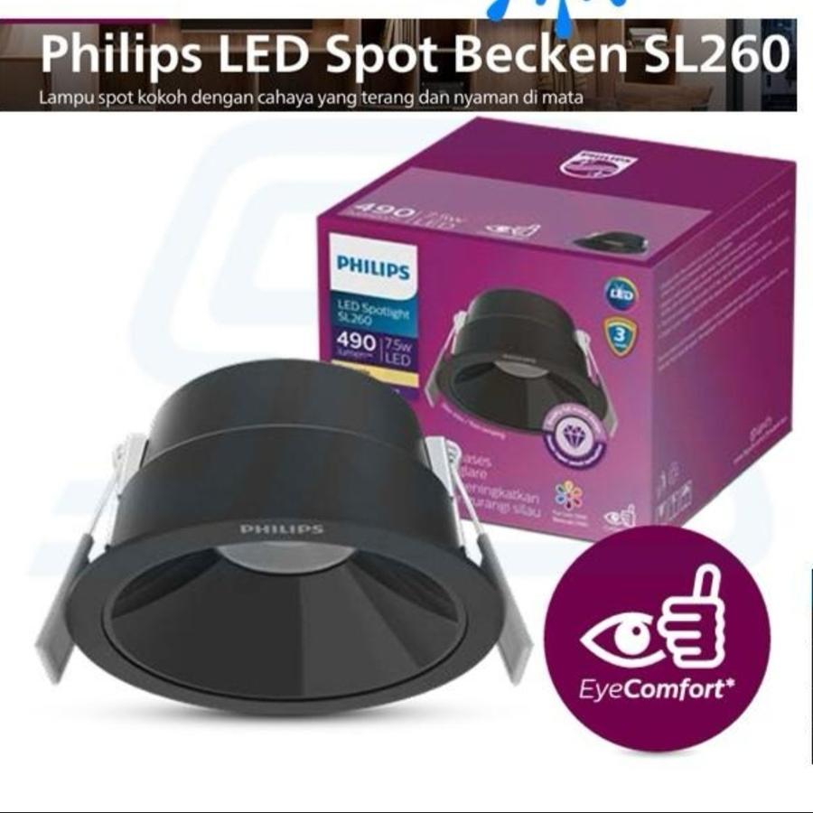 Jual PHILIPS Downlight led 7.5W SPOTLIGHT 7,5 watt Full hitam / putih ...