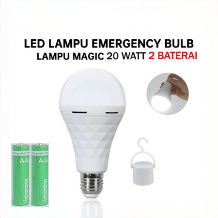 Jual Lampu Emergency LED Lampu Magic 2 Baterai 20 Watt Bohlam Lampu Listrik Mati Darurat ...