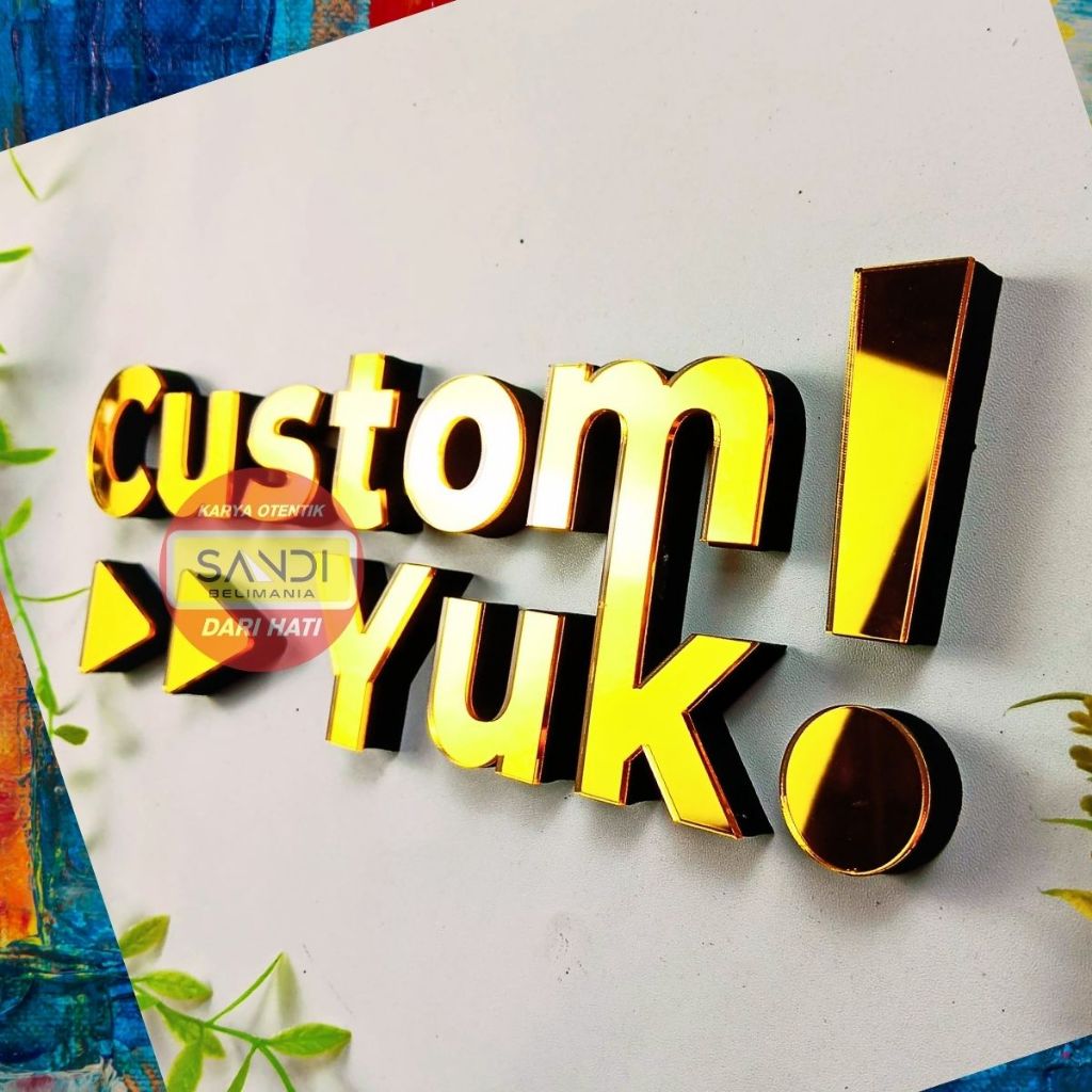 Jual Huruf TImbul Akrilik GOLD + Spon Bisa CUSTOM FONT HARGA PER HURUF ...