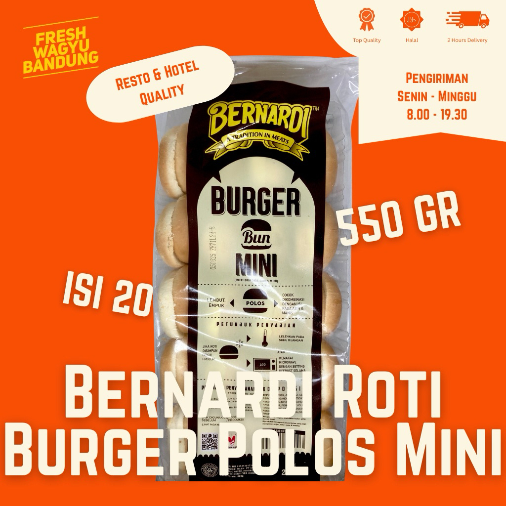 Jual BERNARDI ROTI BURGER BUN POLOS MINI ISI 20 Premium Bread Bun 550g ...