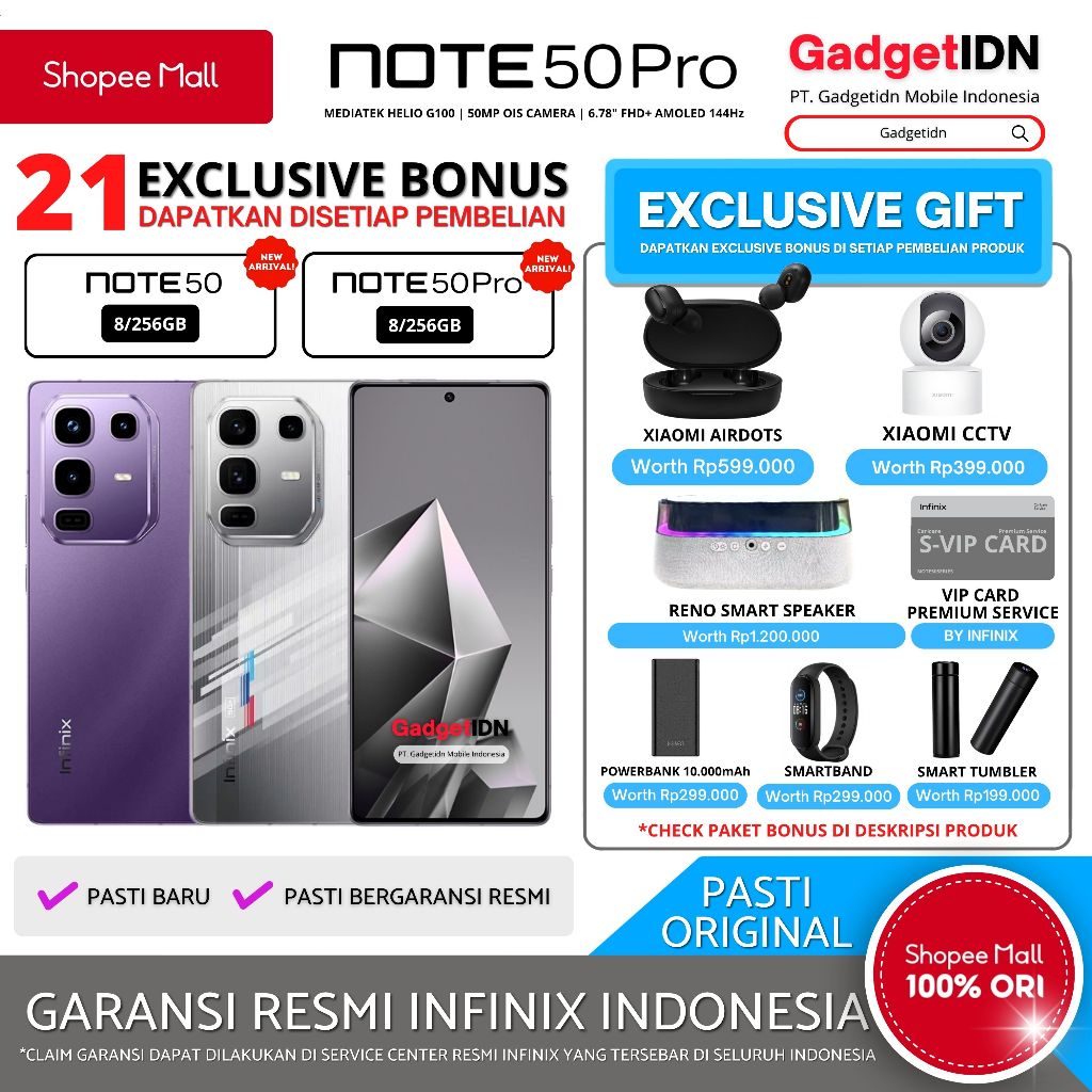 Jual INFINIX Note 50 Pro 8/256GB ( +8GB Extended RAM ) Garansi Resmi ...