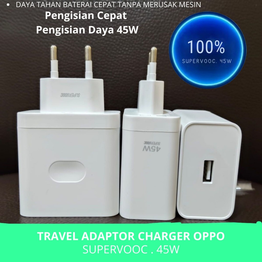 Jual ( Super Vooc 45W ) Kepala Charger 45W Reno 8 Pengisian Daya Cepat ...