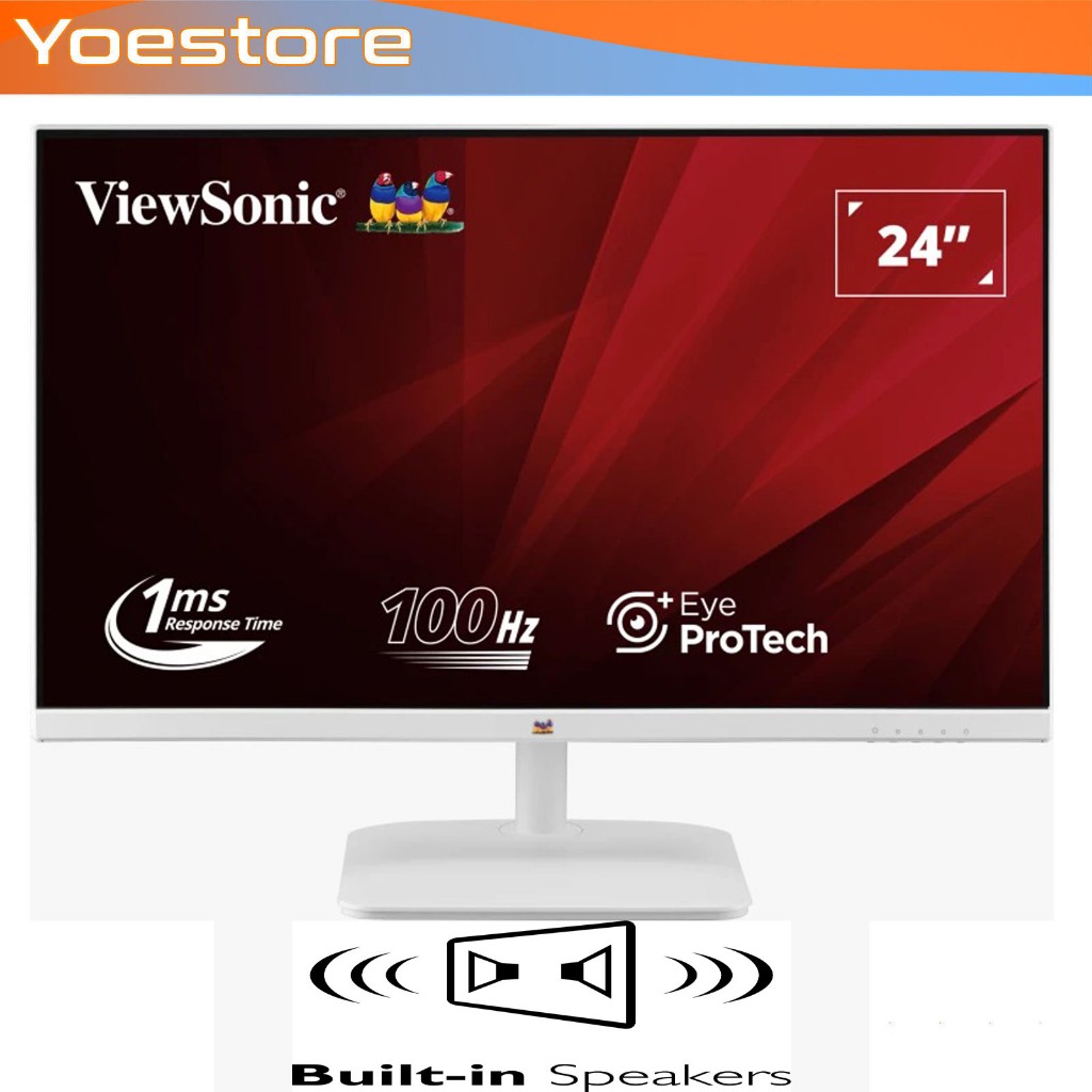 Jual ViewSonic 24 inch IPS Monitor VA2432-MH-W - White Frameless 100Hz ...