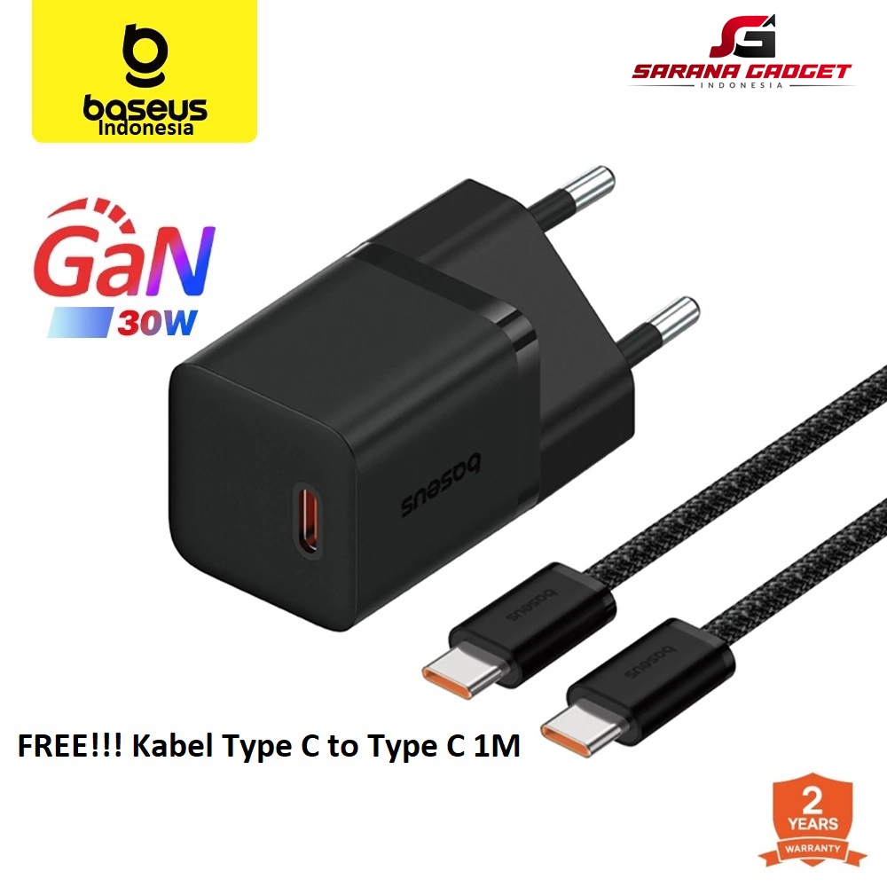Jual Baseus Charget Set GaN5 Mini 1C 30W 3A EU Super Fast Charging Type ...