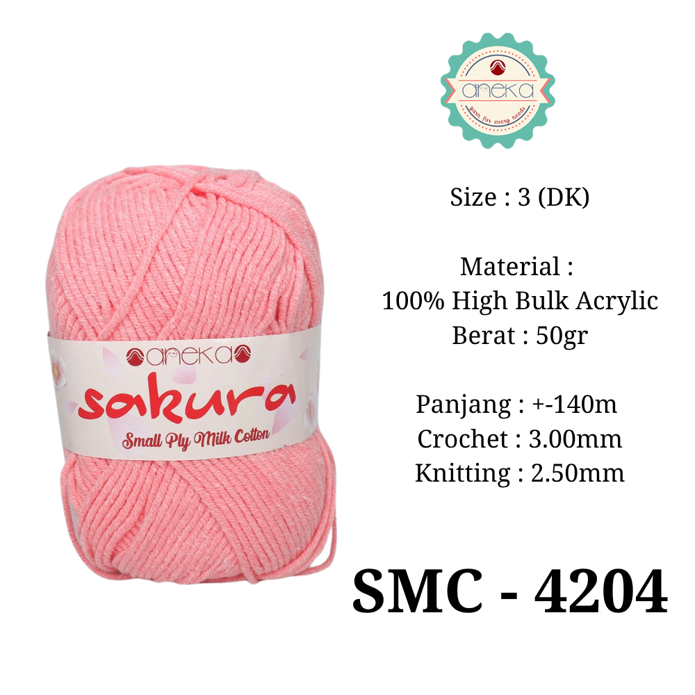 Jual ANEKA - Benang Rajut Katun Susu 4 Ply / Sakura SMALL PLY Milk ...