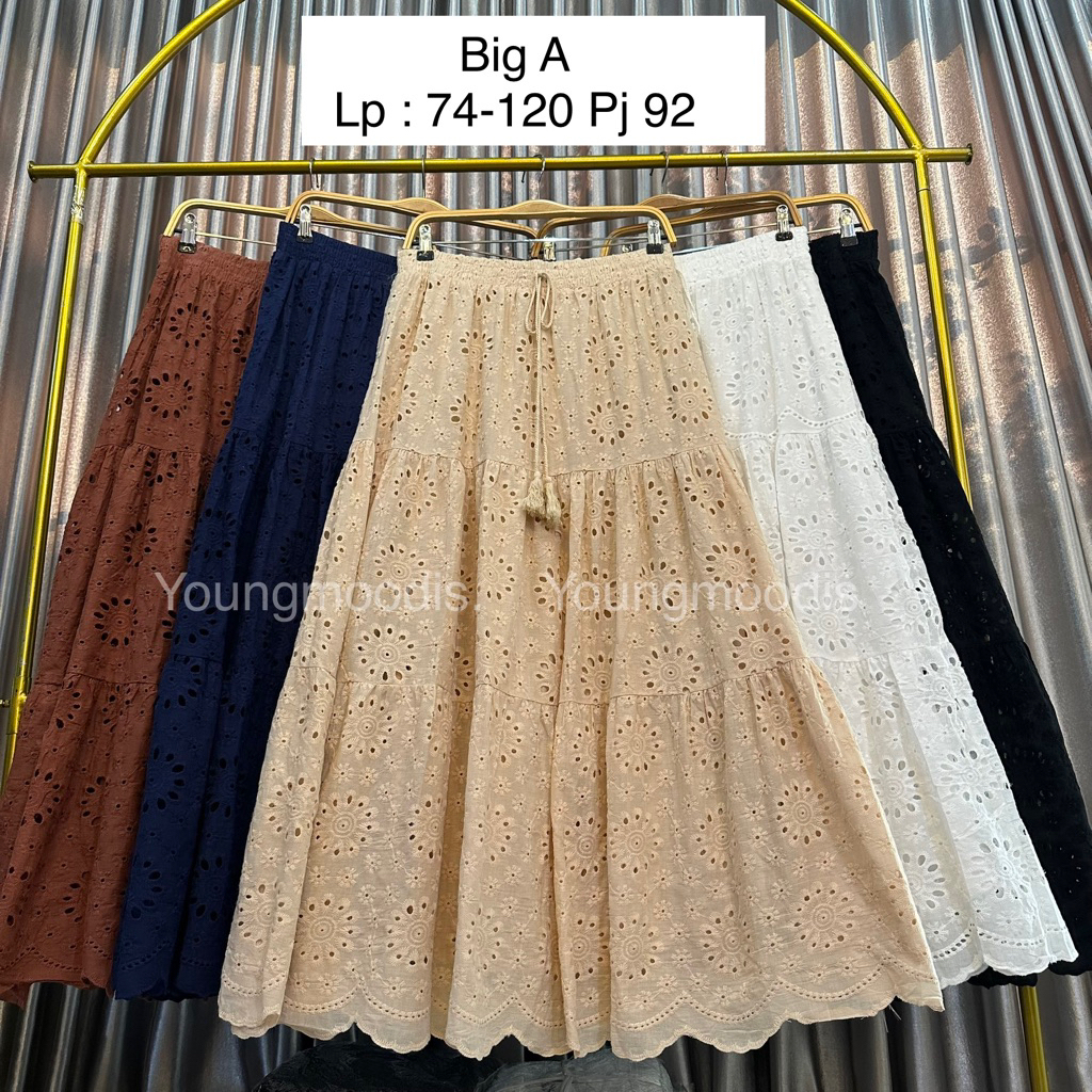 Jual youngmoodis maxi skirt rok panjang katun bordir katbol lace ...