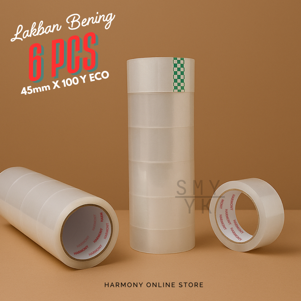 Jual 6 PCS Lakban Bening 100 Yard Eco Ukuran Plek MPI 100Y - Lakban Bening 1 Slop Isi 6 Roll ...