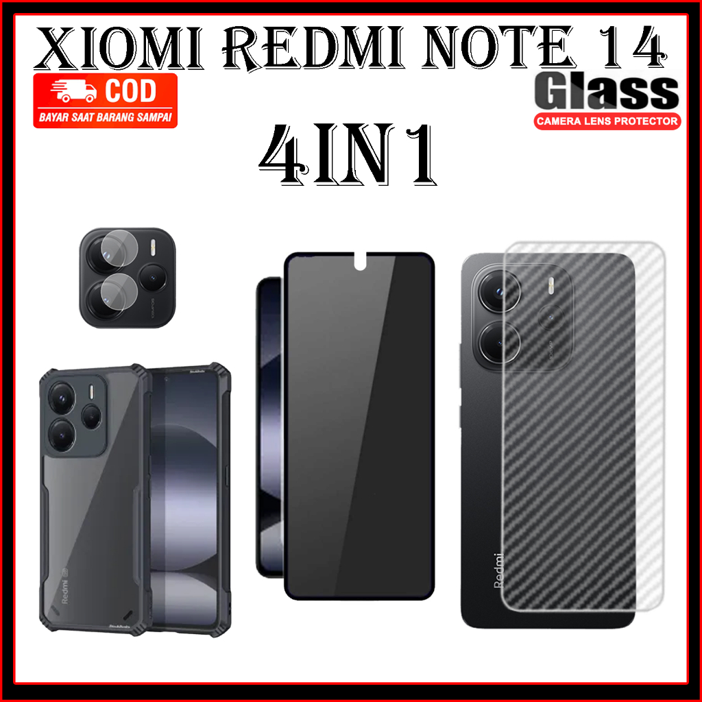 Jual Paket Lengkap 4in1 Xiaomi Redmi Note 14 4G 14 5G Case Shockproof ...