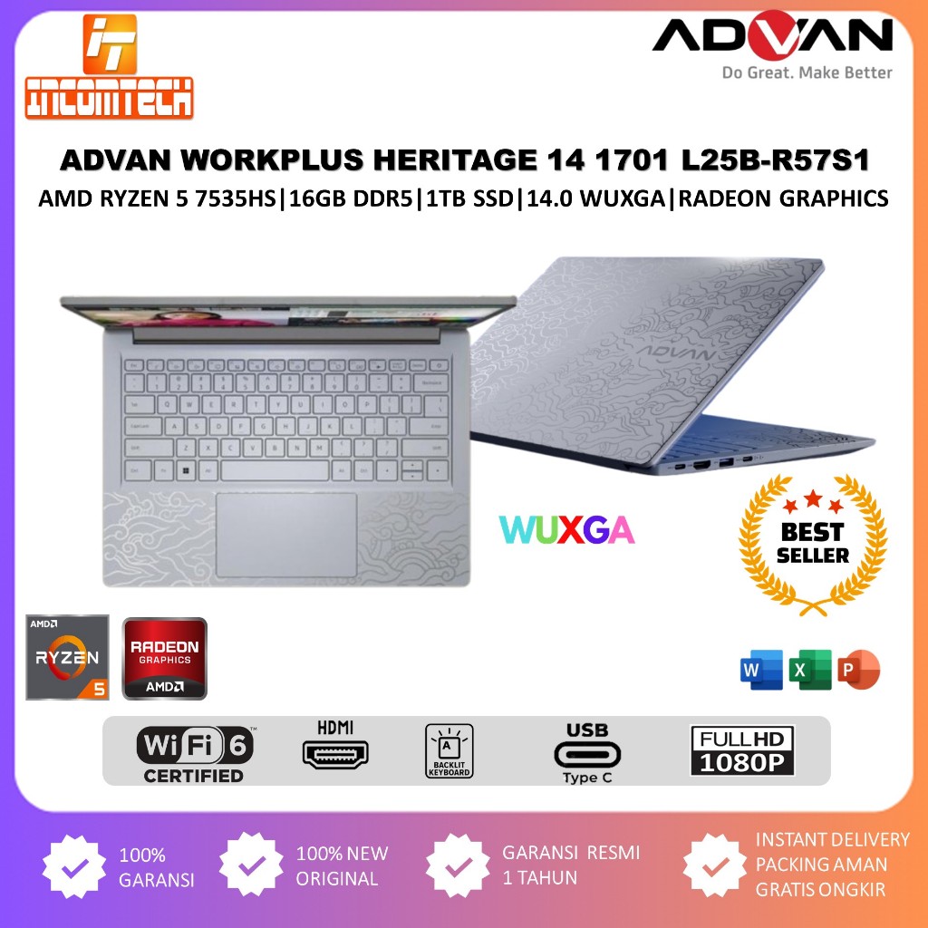 Jual Laptop Advan Workplus Heritage 14 1701 L25B-R57S1 Amd Ryzen 5 ...