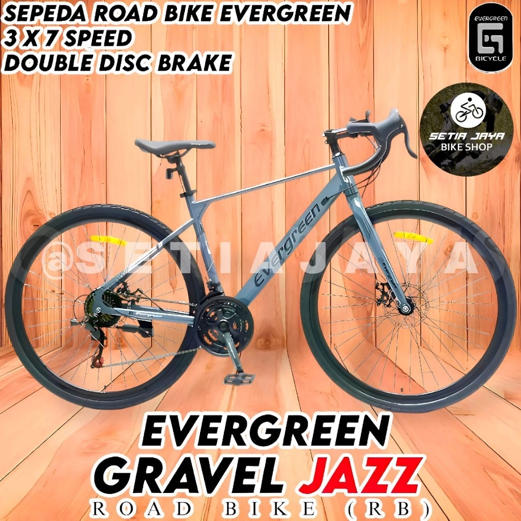 Jual Sepeda Balap Gravel 700C EVERGREEN JAZZ Frame Steel, 3x7 Speed, Rem Cakram, Road Bike ...