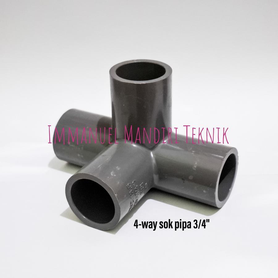 Jual Tee 4 way sok pipa 3/4 / Sok pipa cabang 4 ukuran 3/4 SCG pvc | Shopee Indonesia