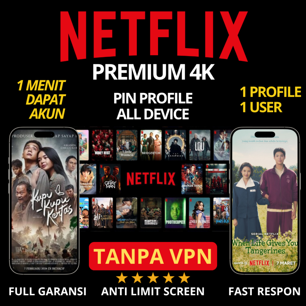 Jual NETFLXXX HARIAN PREMIUM PRIVATE MURAH 4K UHD ANTI LIMIT SCREEN FULL GARANSI | Shopee Indonesia
