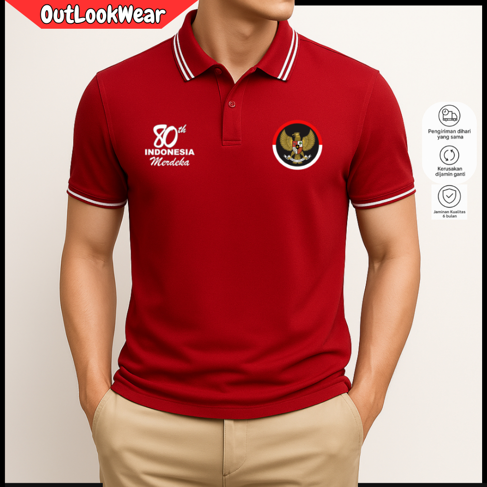 Jual Kaos Kerah Polo Seragam Kemerdekaan HUT RI 2025 Pria Wanita Kaos ...