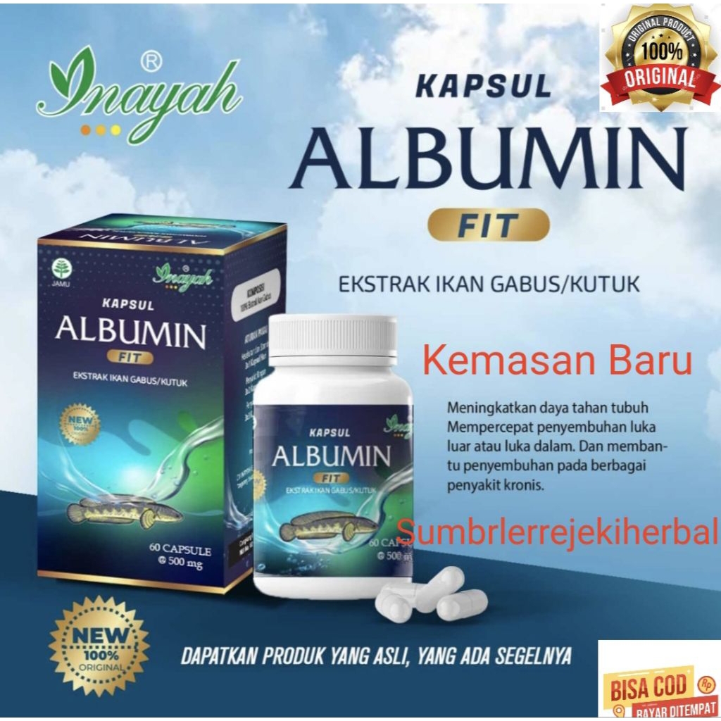 Jual Albumin Fit Inayah KEMASAN BARU 100%ORIGINAL ADA HOLOGRAM Kapsul Ekstrak Ikan Gabus ...