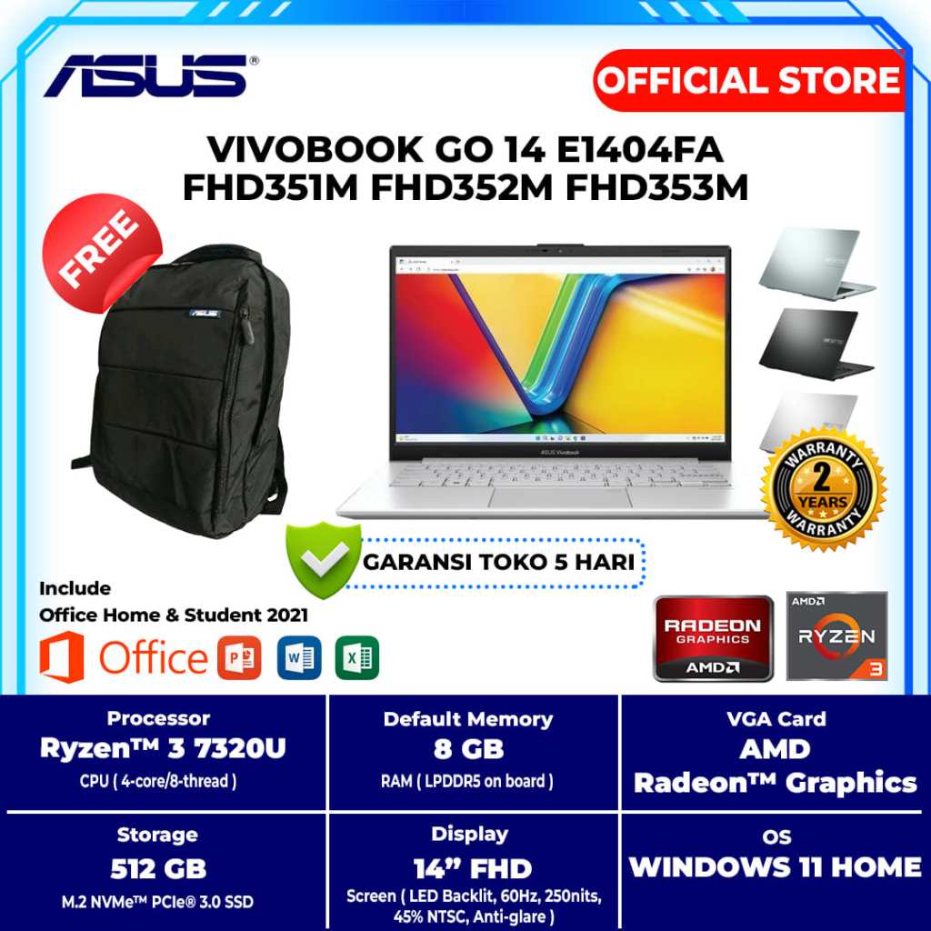 Jual ASUS VIVOBOOK GO 14 E1404FA FHD351M FHD352M FHD353M AMD RYZEN 3 ...