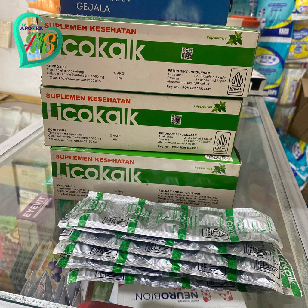Jual Licokalk | Calcium Lactate | Per Strip | Shopee Indonesia