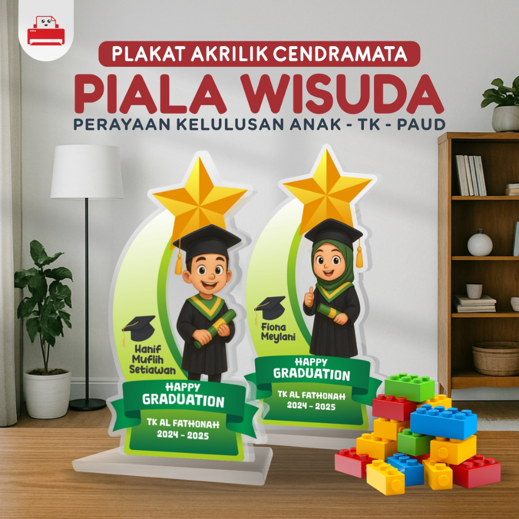 Jual Custom Piala Akrilik Plakat Kenangan Wisuda Anak Sekolah TK / PAUD ...