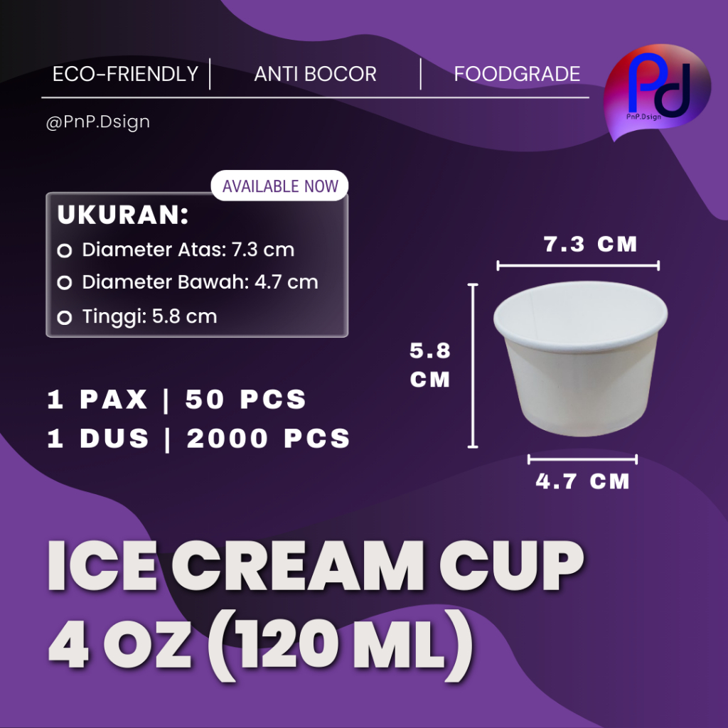Jual Ice Cream Cup 4 oz 120 ml Polos isi 50 pcs | Shopee Indonesia