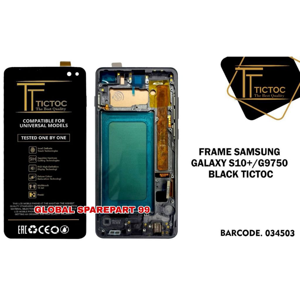 Jual LCD SAMSUNG GALAXY S10+ / S10 PLUS G9750 + FRAME BLACK TICTOC ...