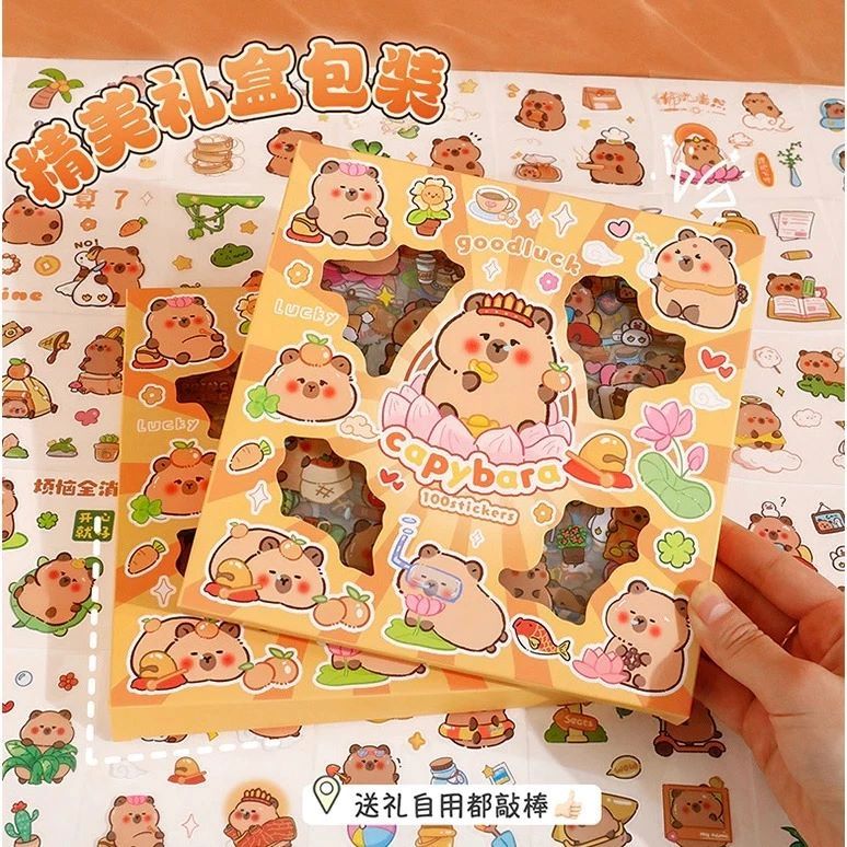 Jual [COD] Stiker Box isi 100 lembar Karakter Capybara/Sticker Capybara ...