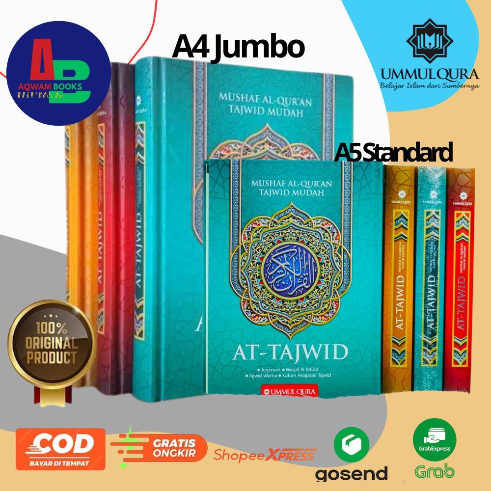 Jual Mushaf Al-Quran At-Tajwid Warna Waqof Ibtida Ukuran Jumbo A4 & A5 ...