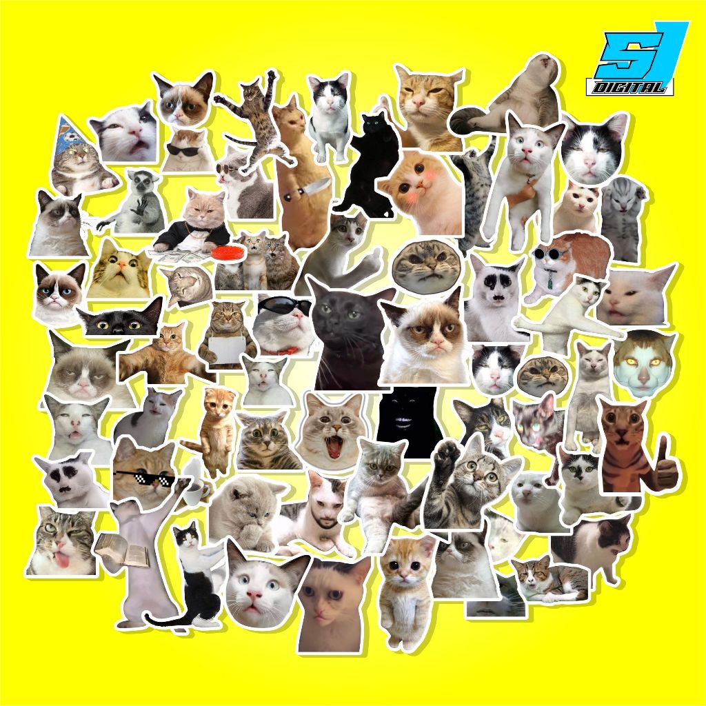 Jual Stiker Pack Kucing Lucu Meme 60cm - Isi 70pcs / Sticker Kucing ...